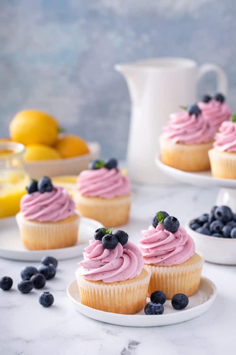 Lemon Cupcakes with Lemon-Blueberry Frosting