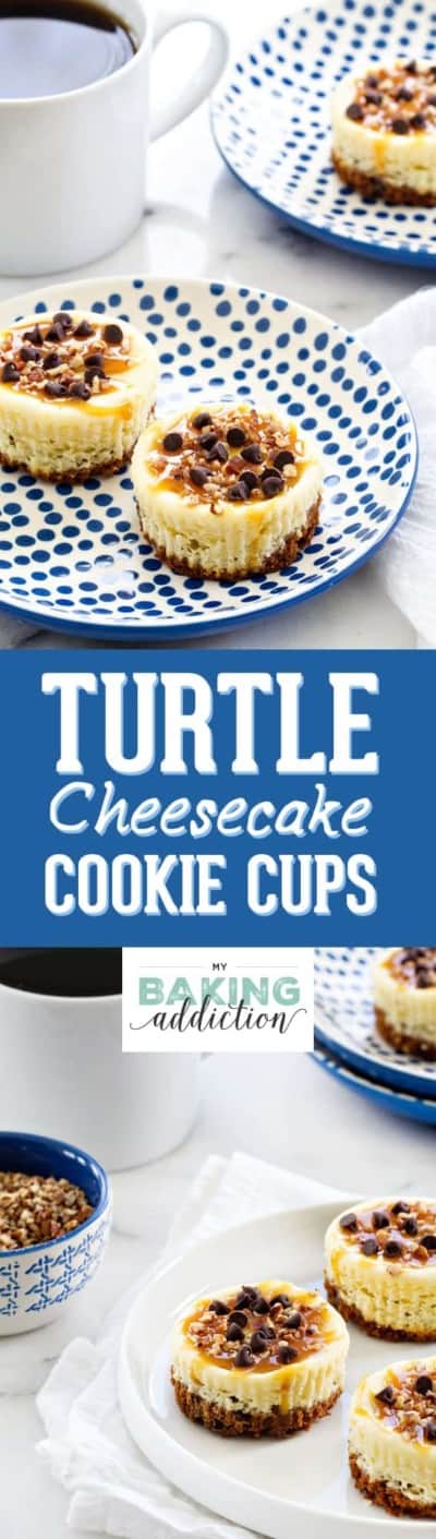 Turtle Cheesecake Cookie Cups - My Baking Addiction