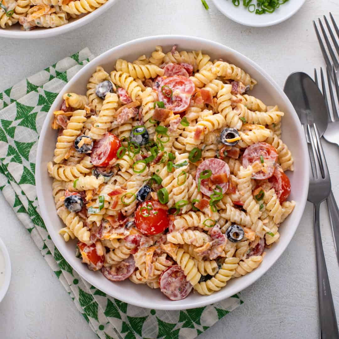 Bacon Ranch Pasta Salad - My Baking Addiction Bacon Ranch Pasta Salad - My Baking Addiction