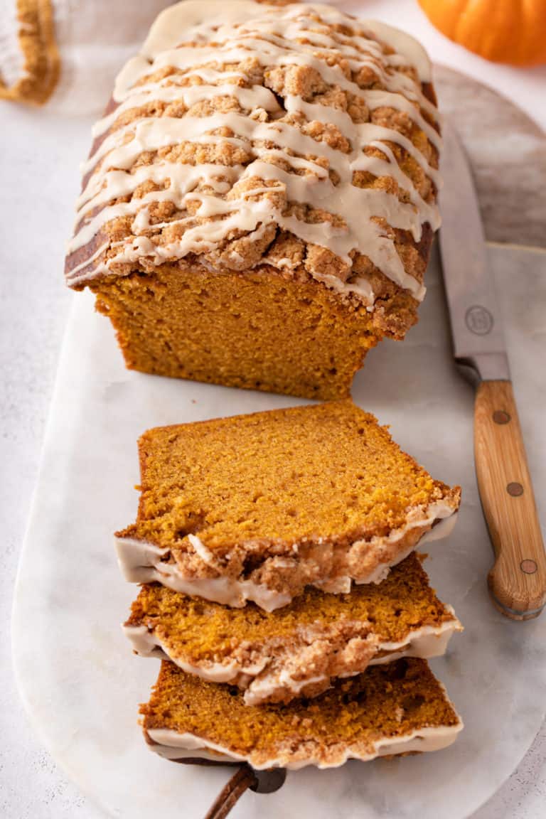 Streusel-Topped Pumpkin Bread with Maple Glaze - My Baking Addiction