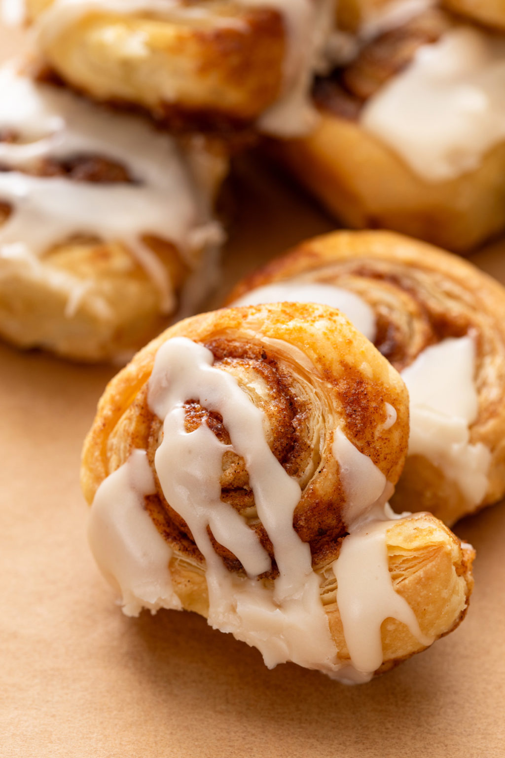 Puff Pastry Cinnamon Rolls (with two glaze options!)