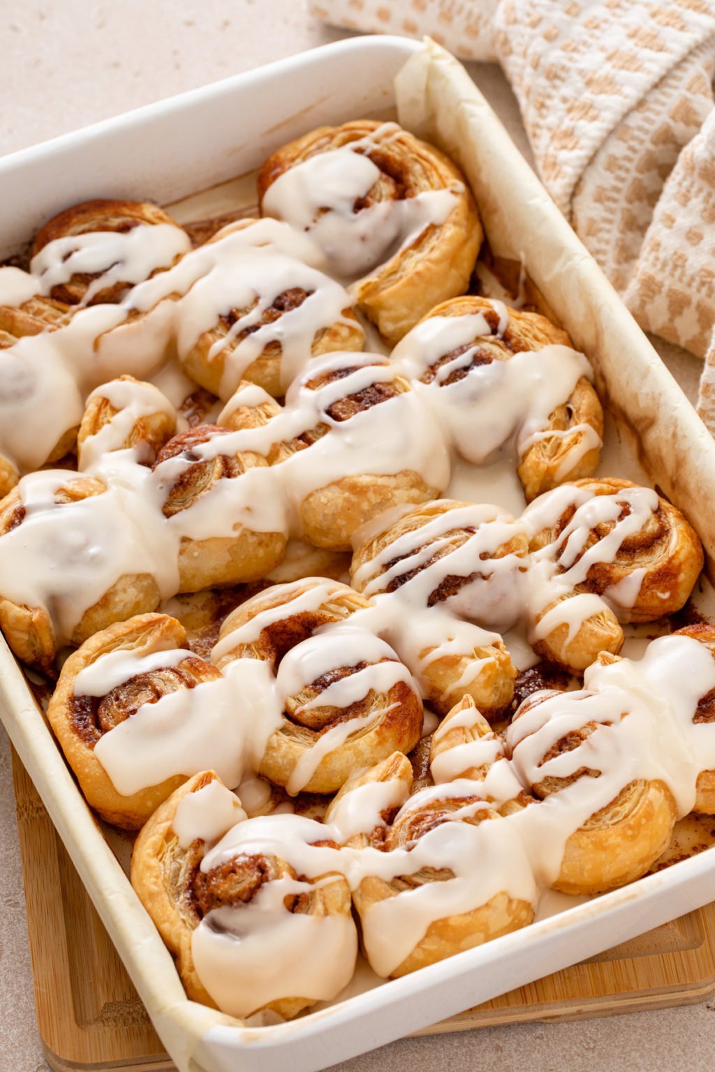 Puff Pastry Cinnamon Rolls (with two glaze options!)