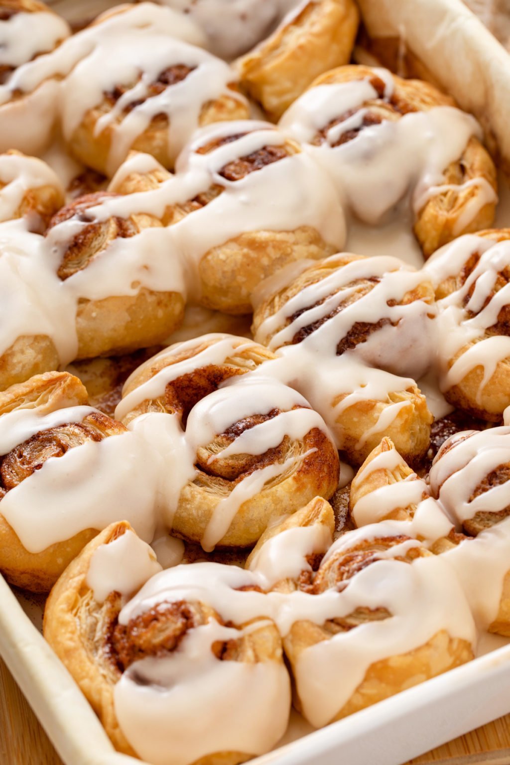 Puff Pastry Cinnamon Rolls (with two glaze options!)