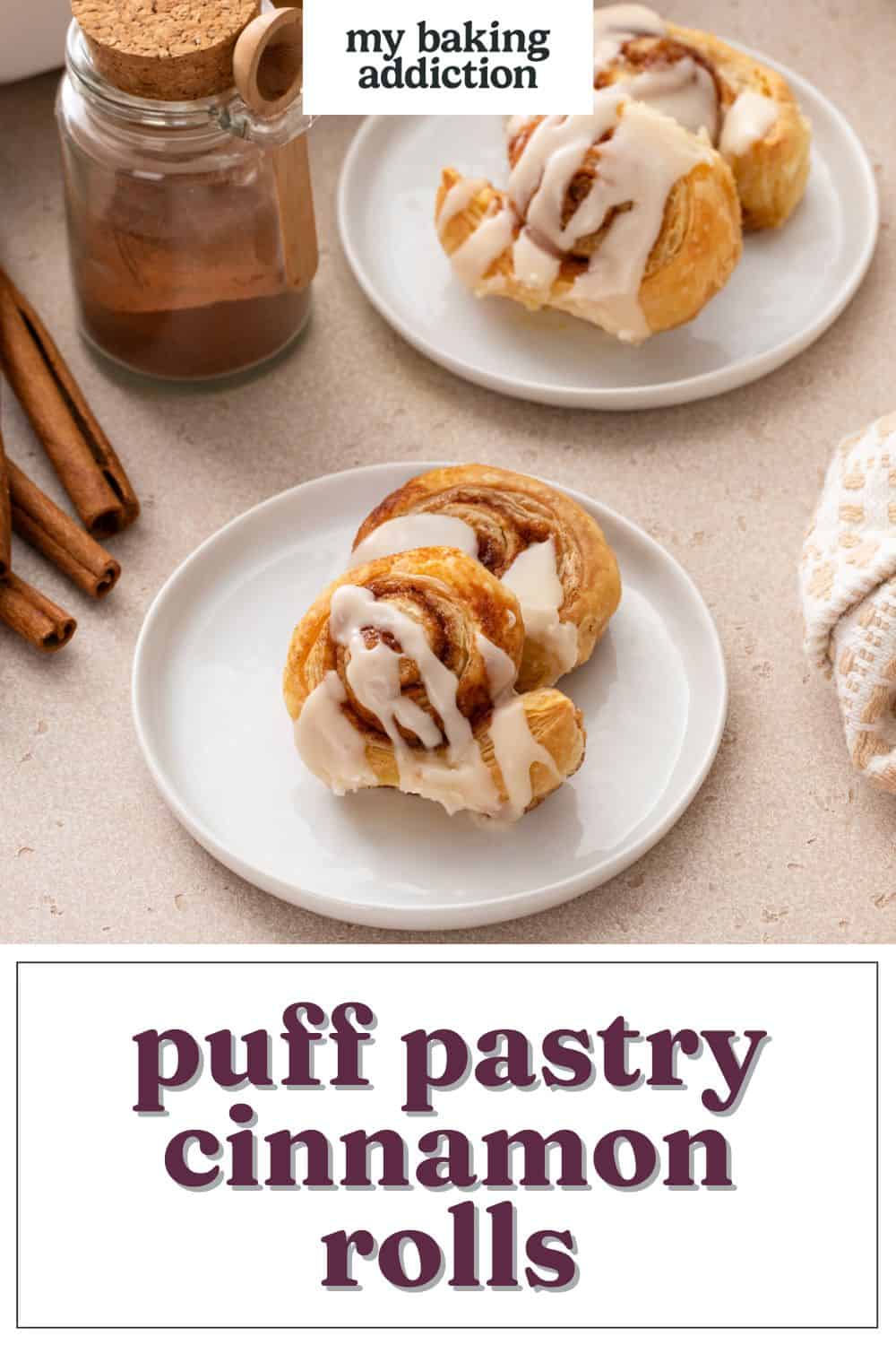 Puff Pastry Cinnamon Rolls (with two glaze options!)
